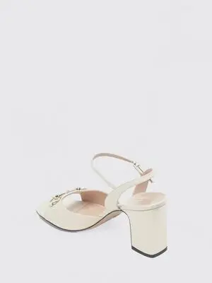 Gucci Leather Horsebit Heeled Sandals - White