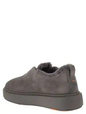 Santoni Slip-on Suede Sneakers With Fur - Gray
