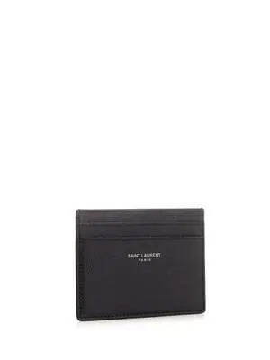 Saint Laurent Card Holder With Printed Logo - Black