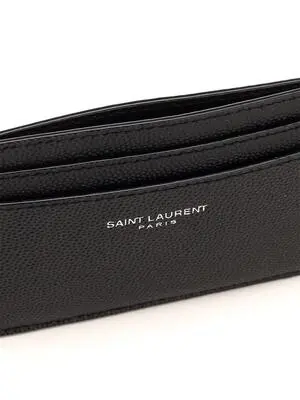 Saint Laurent Card Holder With Printed Logo - Black