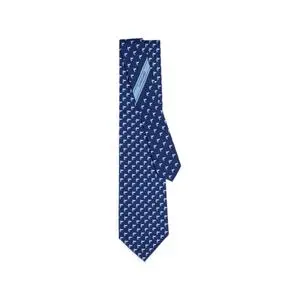 FERRAGAMO Printed Silk Neck Ties - Blue
