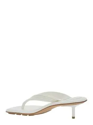 Bottega Veneta Sampieri' White Sandals With Thong Design And Kitten Heel In Rubber For - Multicolor