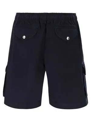 Brunello Cucinelli Bermuda Shorts In Garment-dyed Cotton Gabardine With Drawstring And Double Darts - Blue