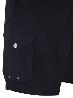 Brunello Cucinelli Bermuda Shorts In Garment-dyed Cotton Gabardine With Drawstring And Double Darts - Blue