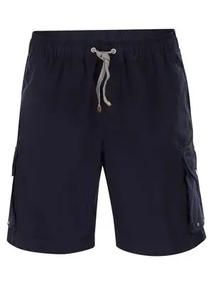 Brunello Cucinelli Cotton Gabardine Bermuda Shorts - Blue