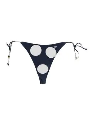 Jacquemus Le Bas De Plage Triangle' Blue Bikini Bottom With Polka Dot Motif And Logo Embroidery On The Side In Tech Fabric For - Multicolor