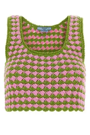 Prada Tow-tone Crochet Crop Top - Multicolor