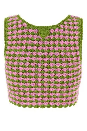 Prada Tow-tone Crochet Crop Top