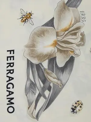 FERRAGAMO Beige Scarf With All-over Floral Print In Silk For - Cream