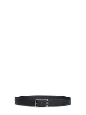 FERRAGAMO Black And Dark Brown Reversible Gancini Belt - Multicolor