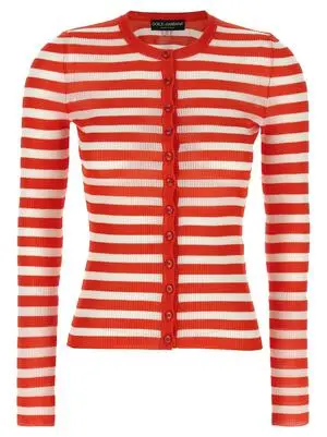 Dolce & Gabbana Striped Viscose Cardigan - Orange