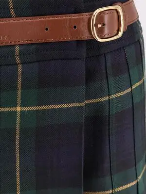 Celine Tartan Wool Kilt Miniskirt