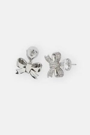 SELF-PORTRAIT Crystal Heart Bow Drop Earrings