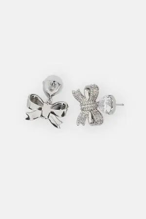 SELF-PORTRAIT Crystal Heart Bow Drop Earrings - Multicolor