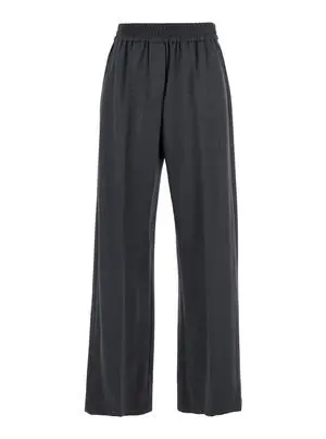 Brunello Cucinelli Grey Pants With Elasticized Waist In Stretch Wool Blend - Multicolor
