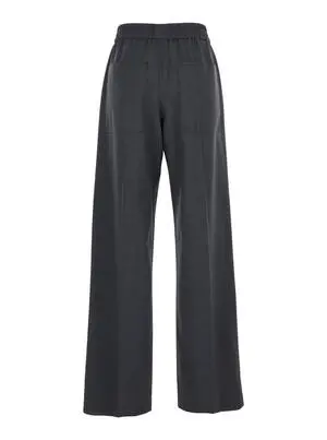 Brunello Cucinelli Grey Pants With Elasticized Waist In Stretch Wool Blend - Multicolor