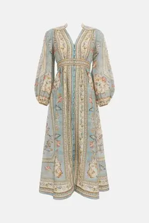 Zimmermann Roselight Plunge Midi Dress - Multicolor