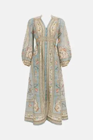 Zimmermann Roselight Plunge Midi Dress - Multicolor
