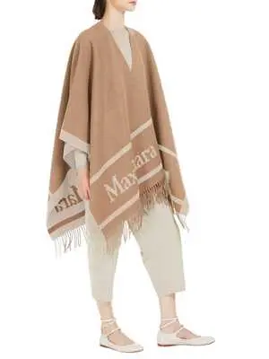 Max Mara Fringed Poncho - Brown