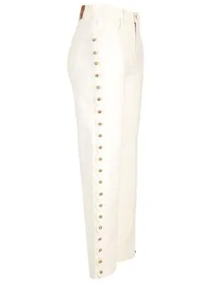 Chloé Cropped Jeans With Embellished Profile - White