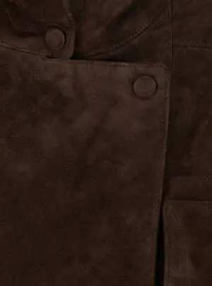 Saint Laurent Brown Jacket With Raised Collar With Snap Buttons And Elasticated Waist At The Back In Suede For - Multicolor