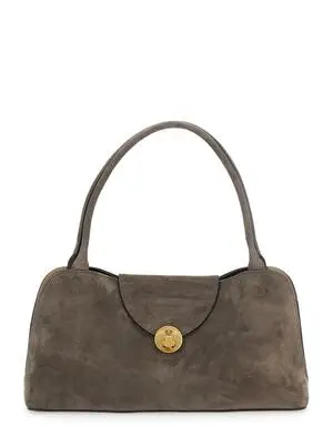 Versace Versace Women 'Vivian East West' Brown Shoulder Bag With Clasp Closure And Medusa Plaque In  Suede For Women Brown