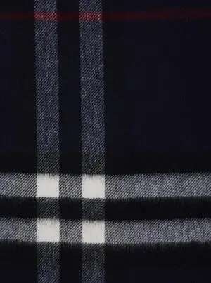 Burberry Blue Scarf With Fringed Edges And All-over Check Motif In Cashmere For - Multicolor