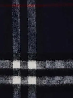 Burberry Blue Scarf With Fringed Edges And All-over Check Motif In Cashmere For - Multicolor