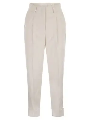 Peserico PESERICO 500-Stripe Velvet Trousers Cream