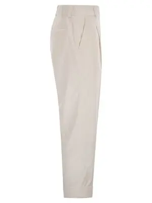 Peserico 500-stripe Velvet Trousers - Cream