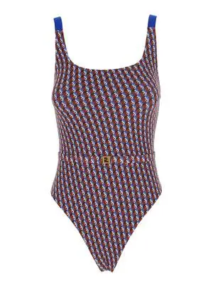 Fendi Tech Fabric Ff Motif Swimsuit - Multicolor