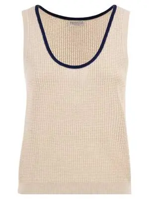Brunello Cucinelli Cotton Mesh Knit Top - Multicolor