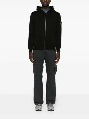 Stone Island Zip-up Hoodie With Brand Logo Patch