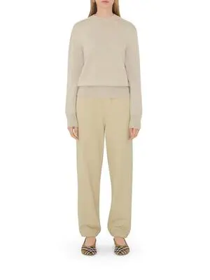 Burberry Cotton Jogging Trousers With Check Applique - Multicolor