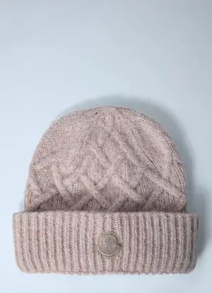 Moncler Logo Motif Beanie Hat - Pink