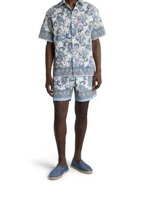 Etro Oversized Cotton Muslin Shirt With Floral Paisley Pattern - Multicolor