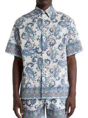 Etro Oversized Cotton Muslin Shirt With Floral Paisley Pattern - Multicolor