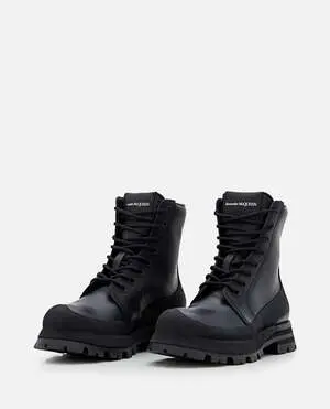 Alexander McQueen Leather Lace Up Boots - Multicolor