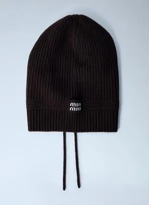 Miu Miu Logo Motif Beanie Hat