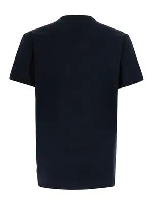 Dolce & Gabbana Blue Crew Neck T-shirt With Logo Embroidery On The Front In Cotton For - Multicolor