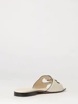 Gucci Smooth Leather Mules With Gg Monogram And Square Toe - White