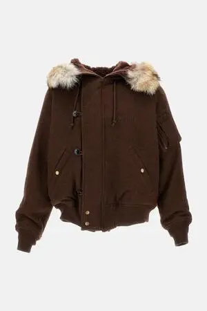 KAPTAIN SUNSHINE Fur Collar Zip-up Coat - Brown