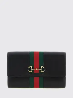 Gucci Horsebit Web Leather Wallet Bag - Black