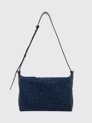 Bottega Veneta Tribeca Woven Suede Shoulder Bag - Silver