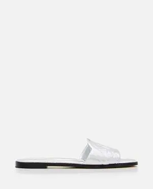 Alexander McQueen Flat Leather Slide Sandal - Multicolor