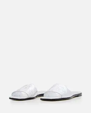 Alexander McQueen Flat Leather Slide Sandal - Multicolor