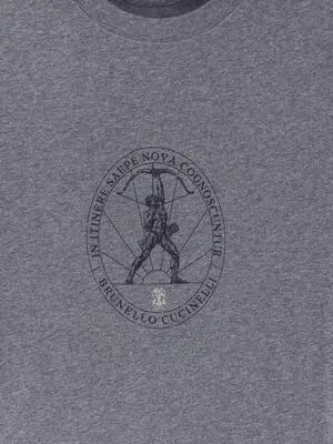 Brunello Cucinelli Cotton T-shirt With Front Print - Multicolor
