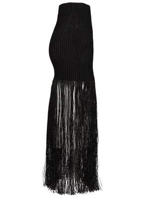 Alaïa Tubular Skirt With Fringes - Black