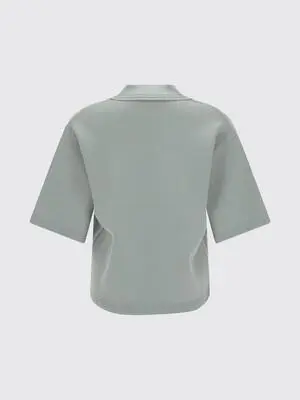 Max Mara Short-sleeved Viscose Polo With Dropped Shoulders And V-neck - Green