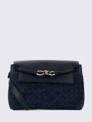 Bottega Veneta Andiamo Bag In Woven Suede - Blue